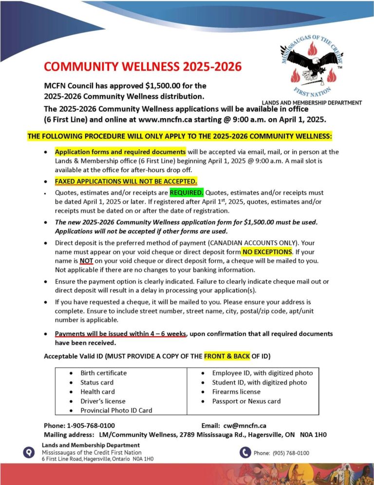 Community Wellness – Mississaugas of the Credit First Nation
